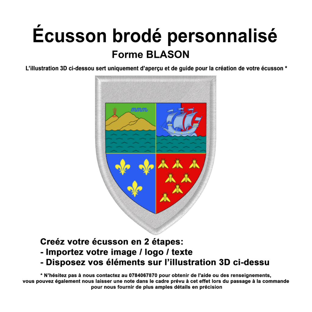 Écusson brodé personnalisé FORME BLASON à l'unité en France- Brand-on